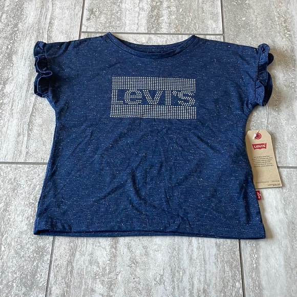 Levi's | Shirts & Tops | Levis Blue Top With Glitter Levis Star In The ...